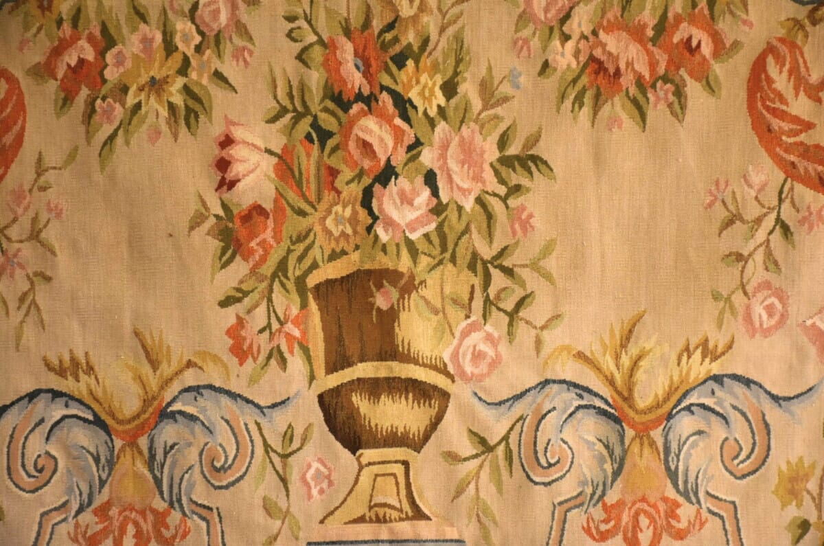 French Floral Handwoven Tapestry - 155 x 155 cm (5'1" x 5'1 ...