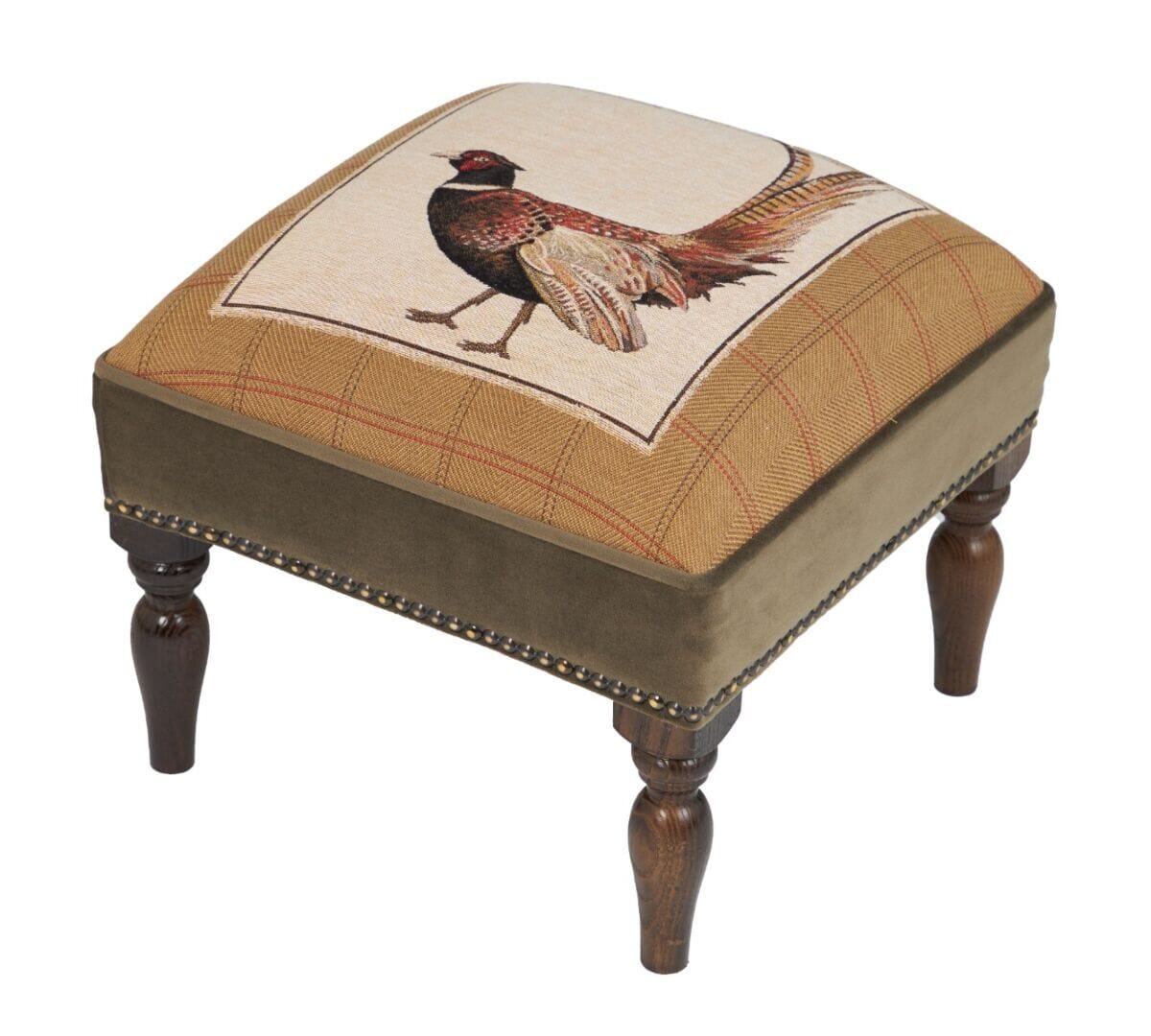 Fantail Pheasant Right Upholstered Stool with Velvet Sides ...