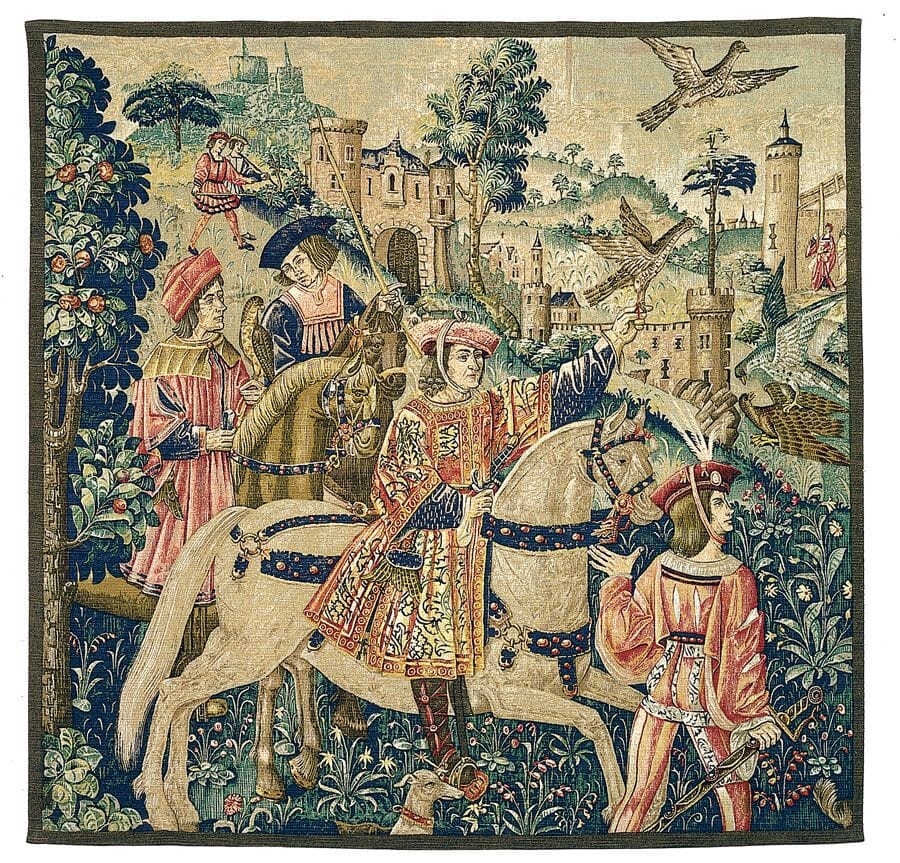 The Falconing Expedition Silkscreen Tapestry - 100 x 102 cm (3'3" x 3'4 ...