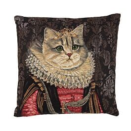 Tudor Cat Tapestry Cushion - 46 x 46cm