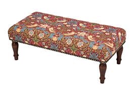 Strawberry Thief Red Upholstered Regular Stool | Upholstered Stools ...