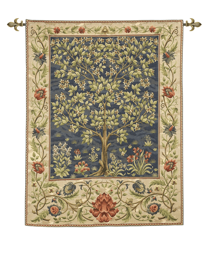 Tree of Life Loom Woven Tapestry - Blue - 3 Sizes Available